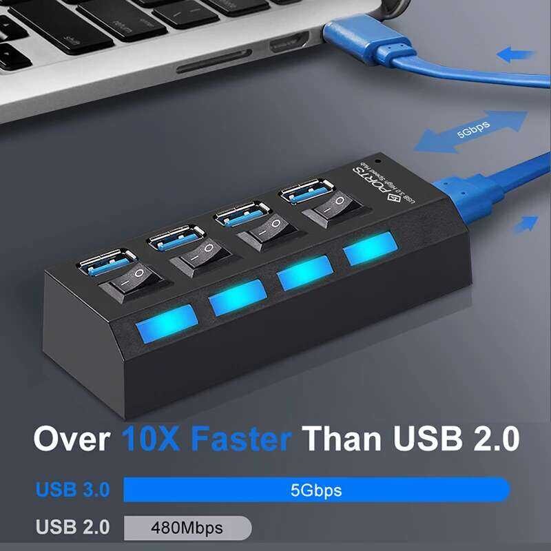 USB Hub 3 0 5Gbps High Speed Usb Port HUB USB Splitter Power Adapter 4/7 Usb Multi Port Multiple ...