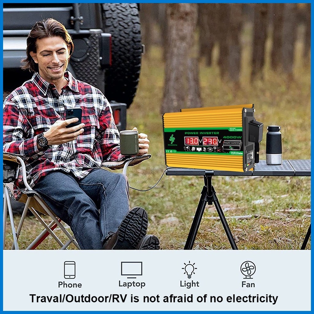 12V To 220V/110V Car Inverter 4000W Intelligent Power Inverter Dual USB ...