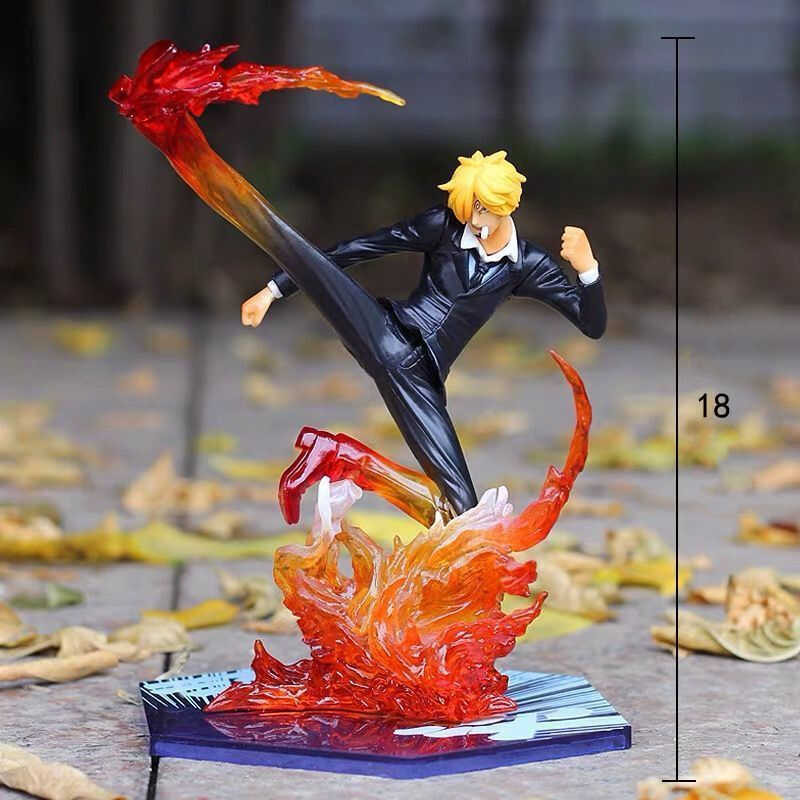 16Cm Anime One Piece Sanji Sculpture Black Leg Fire Battle Version Pvc ...
