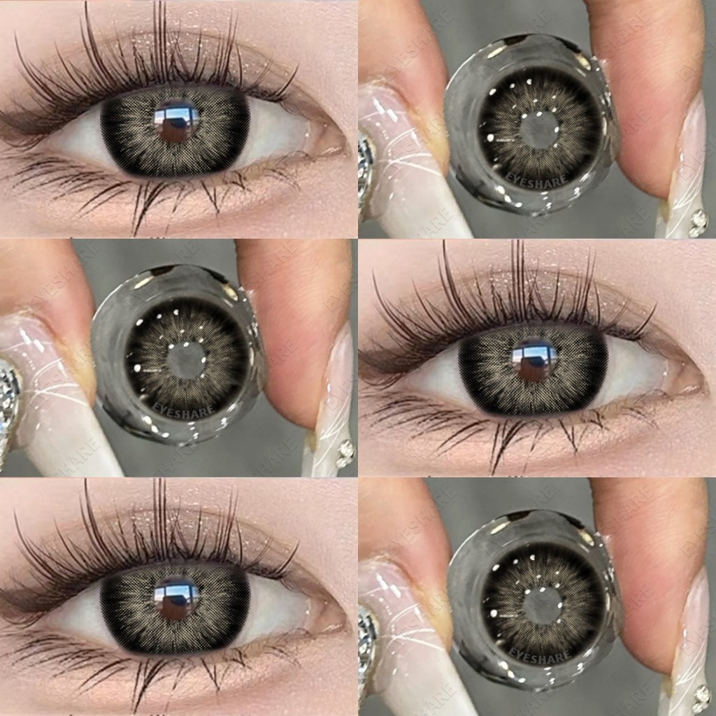 EYESHARE Graded Contact Lenses Set 0.00~-6.00 Gray Natural Contact Lens Brown Lenses For Eyes ...