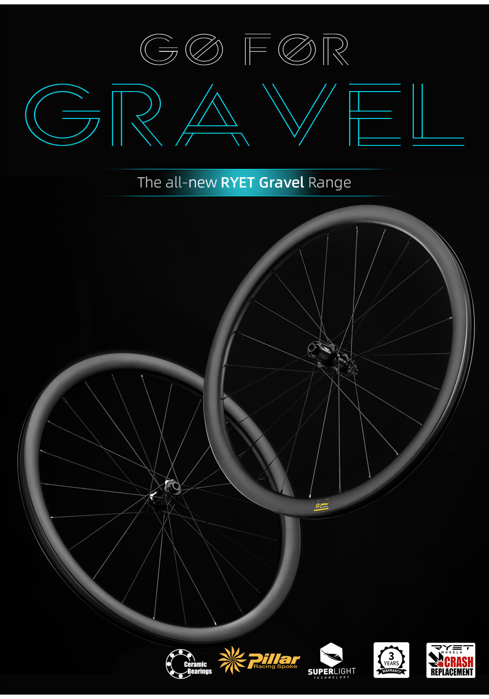 RYET GRAVEL Carbon Wheelsets Disc Brake Cyclocross Tubeless Ready 700C ...