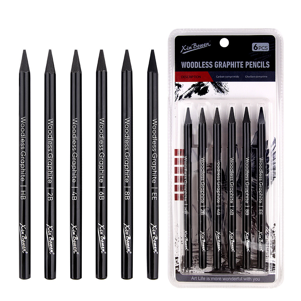 Ossayi 6 Pack Artists Woodless Graphite Pencil Set HB/2B/4B/6B/8B/EE ...