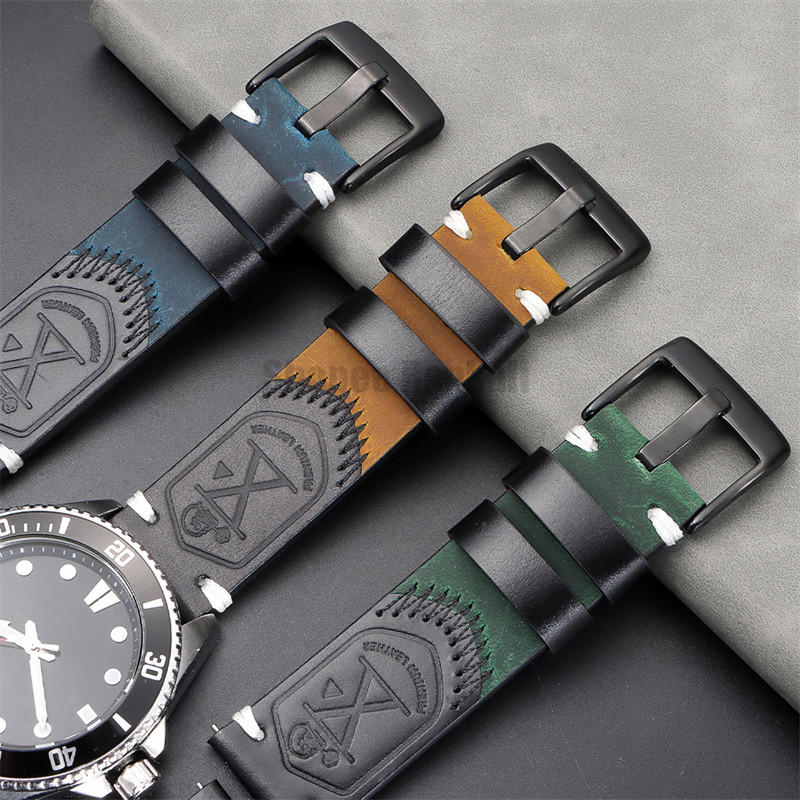 New Style 22mm Genuine Leather Watch Strap Universal Quick Release ...