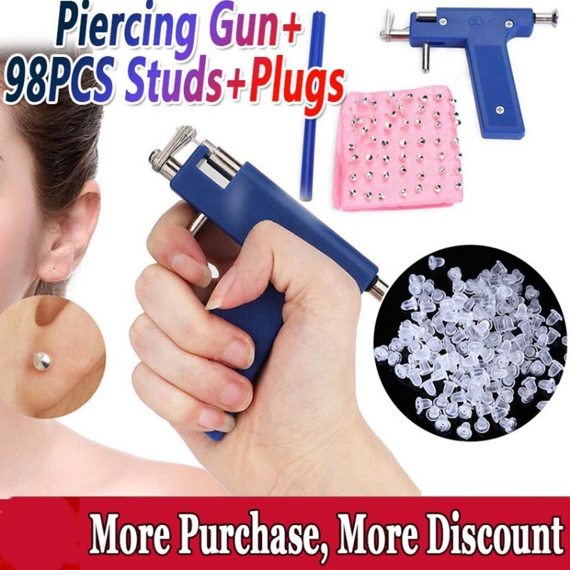 Stainless Steel Earring Piercings Gun Tools Set Free 98Pcs Stud Earings ...
