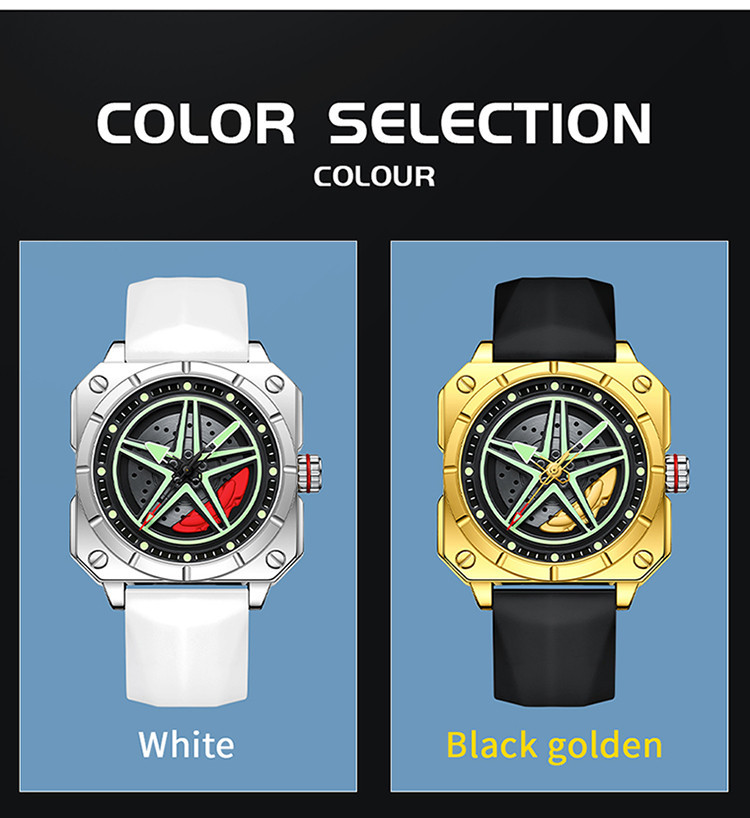 OFNS Pentagram Wheel Hub Dial Square Quartz Watch Personalized Design ...