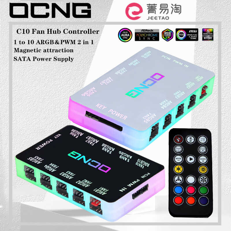 OCNG C10 Ba2 2 1 To 10 Pwm&Argb Case Fan Hub Splitter 4Pin PWM 3Pin ...