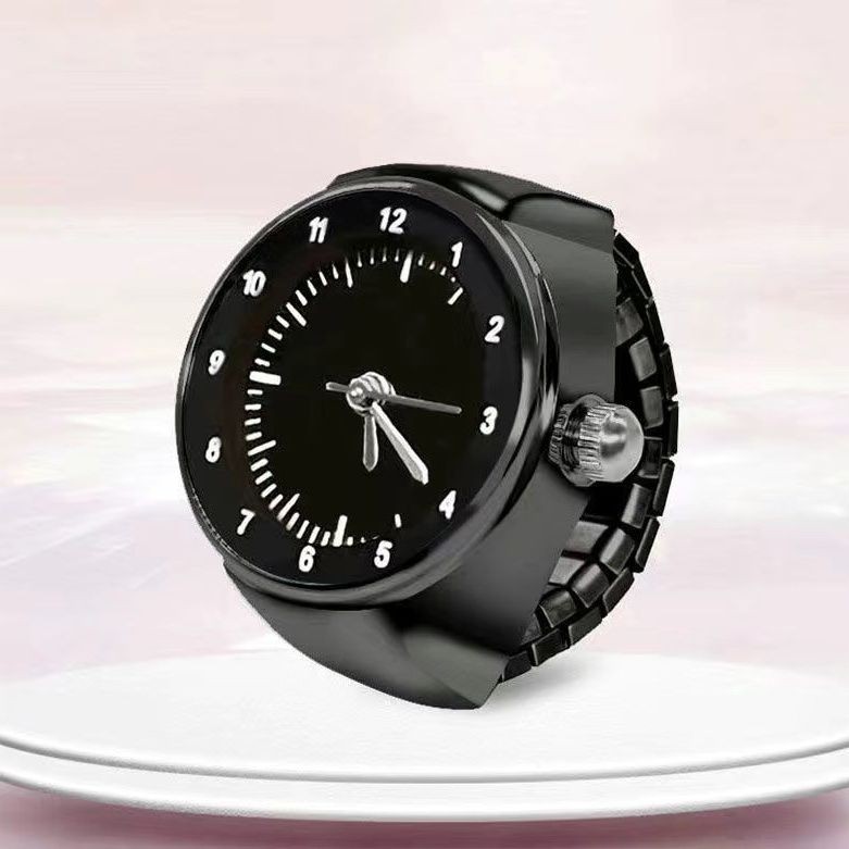Niche Retractable Wearable Ring Watch Simple Fashion Black White Men ...