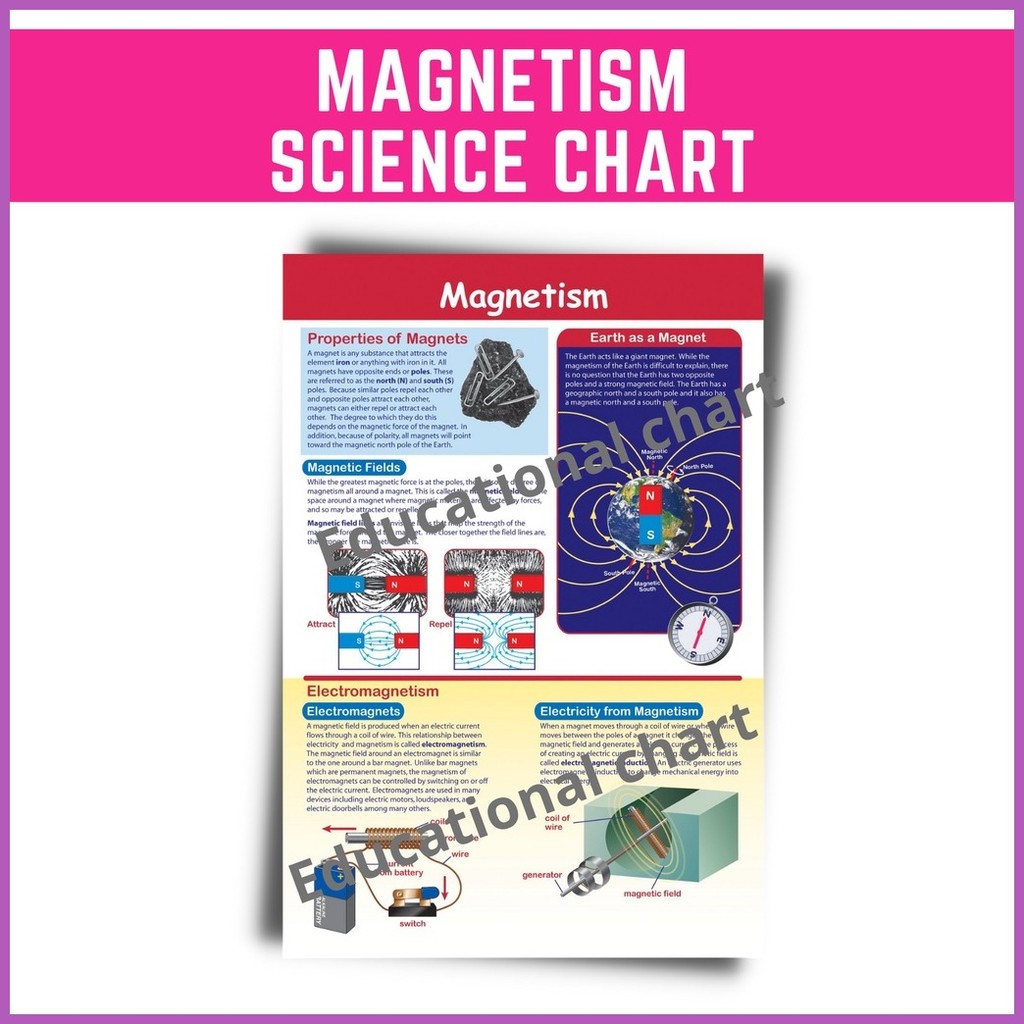 MAGNETISM POSTERS CHARTS I ALL ABOUT SCIENCE CHARTS, A4 Size Laminated ...