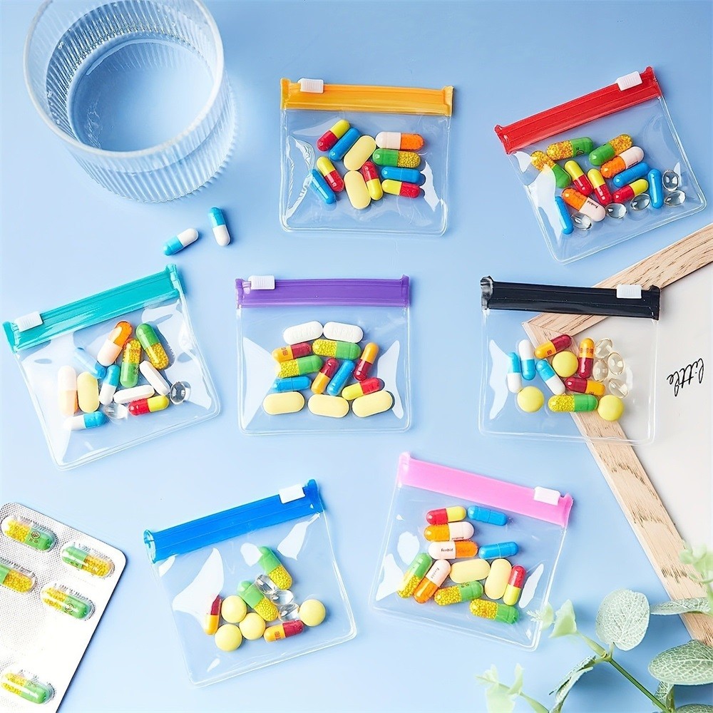 7pcs Transparent Portable Travel Medication Medicine Pill Box Case Mini ...
