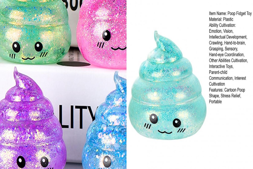 Vip Cartoon Poop Fidget Toy Poop Pinch Toy Glitter Poop Fidget Toy for ...