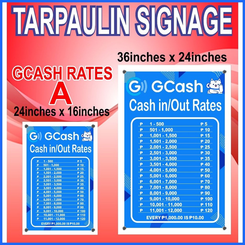 ∳ ∛ G-CASH TARPAULIN SIGNAGE,CASH IN CASH OUT, GCASH RATES, LOAD ...