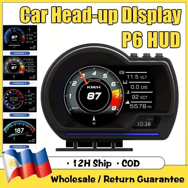 【COD & In Stock】P6 OBD+GPS Dual System Head Up Display Car HUD Gauge ...