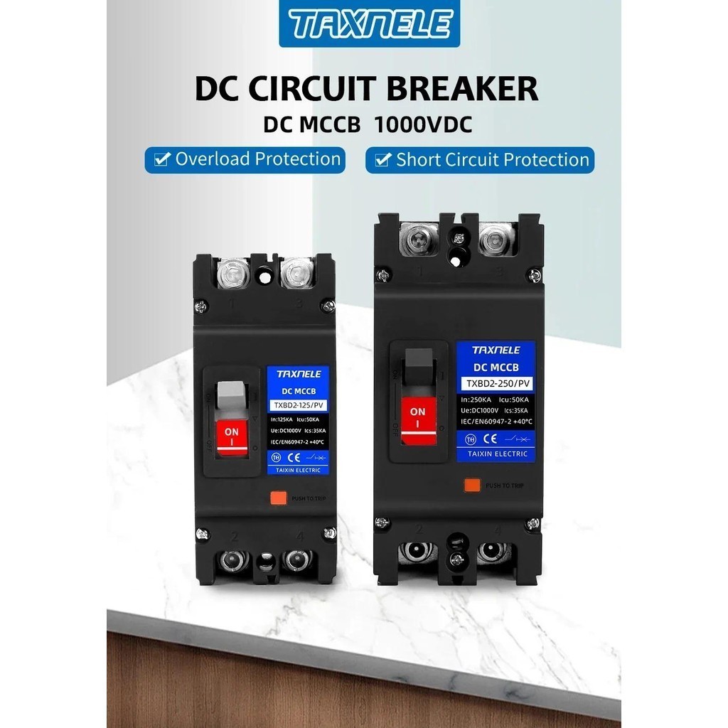 DC MCCB 2P 125A 250A 1000V DC Solar Molded Case Circuit Breaker MCCB Overload Protector Solar PV ...