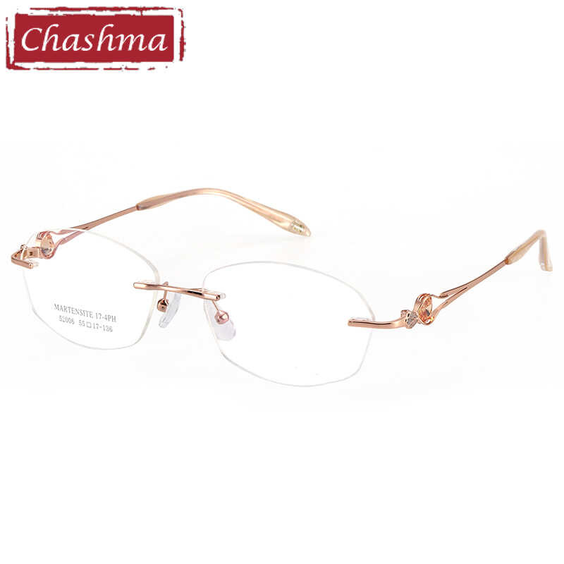 Glasses Rimless Frame Prescription Eye Dia Classic Design Women ...