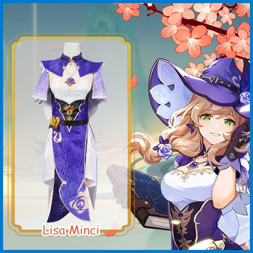 Lisa Cosplay Costume Genshin Impact Adult Carnival Uniform Wig Anime ...