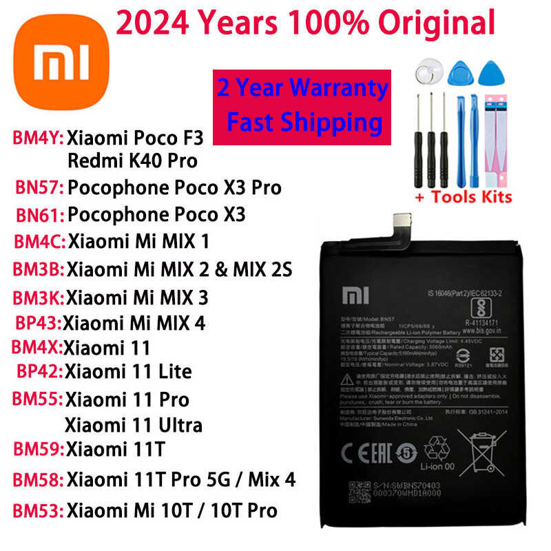 927 2024 Years 2 Xiaomi Original Battery For Mi Mix 1 2 2S 3 4 11 Mi11 ...