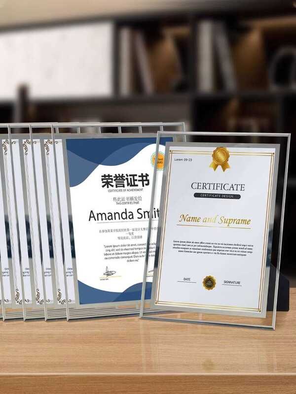 A4 Transparent Stand Glass Honor Patent Book Award Certificate Display ...