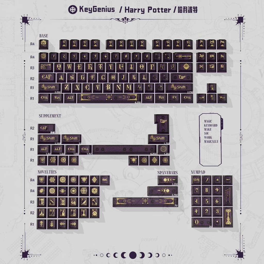 KeyGenius Harry Potter Keycaps Cherry Profile PC / PBT Foggy ...