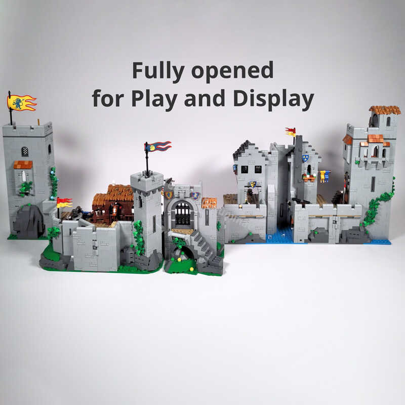 Lion NEW Knight Castle Building Blocks DIY Medieval Modular Street View ...