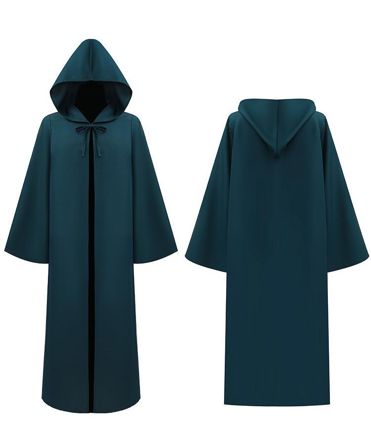 Sorcerer Hooded Robe Cloak Halloween Cosplay Costume Wizard Unisex ...