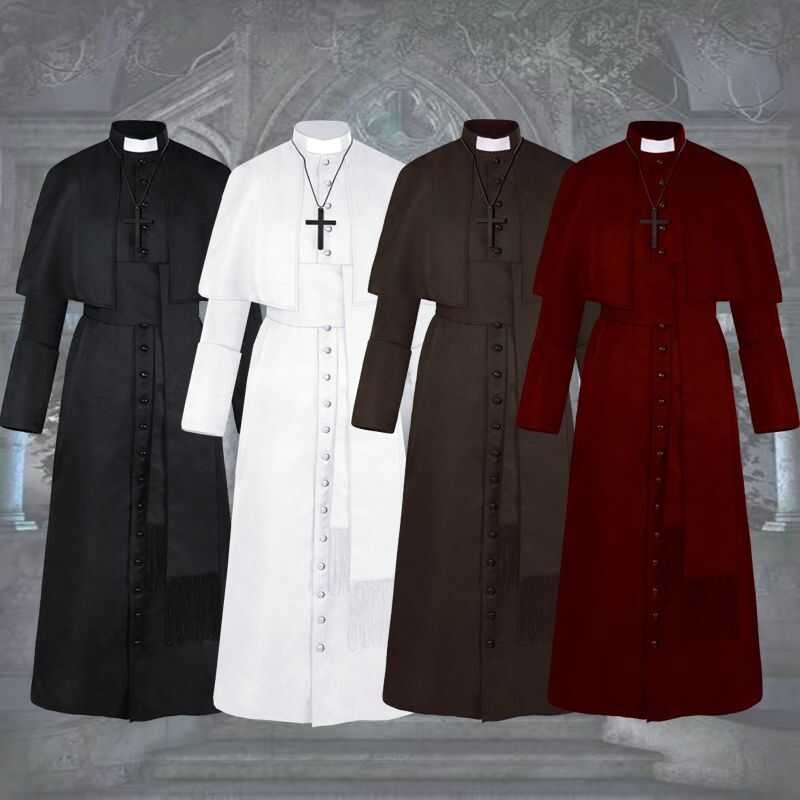 Tt New Medieval Vintage Priest Uniform Halloween Men Pope Pastor Cloak ...