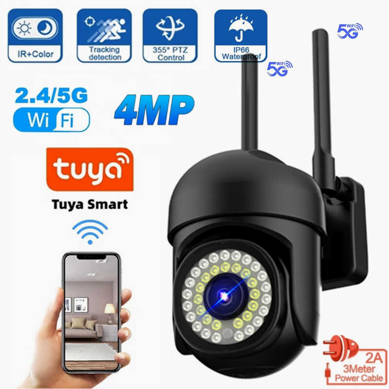 Smart 2K Tuya 4Mp 5G Wifi PTZ IP Wireless Outdoor Home Security 4X ...
