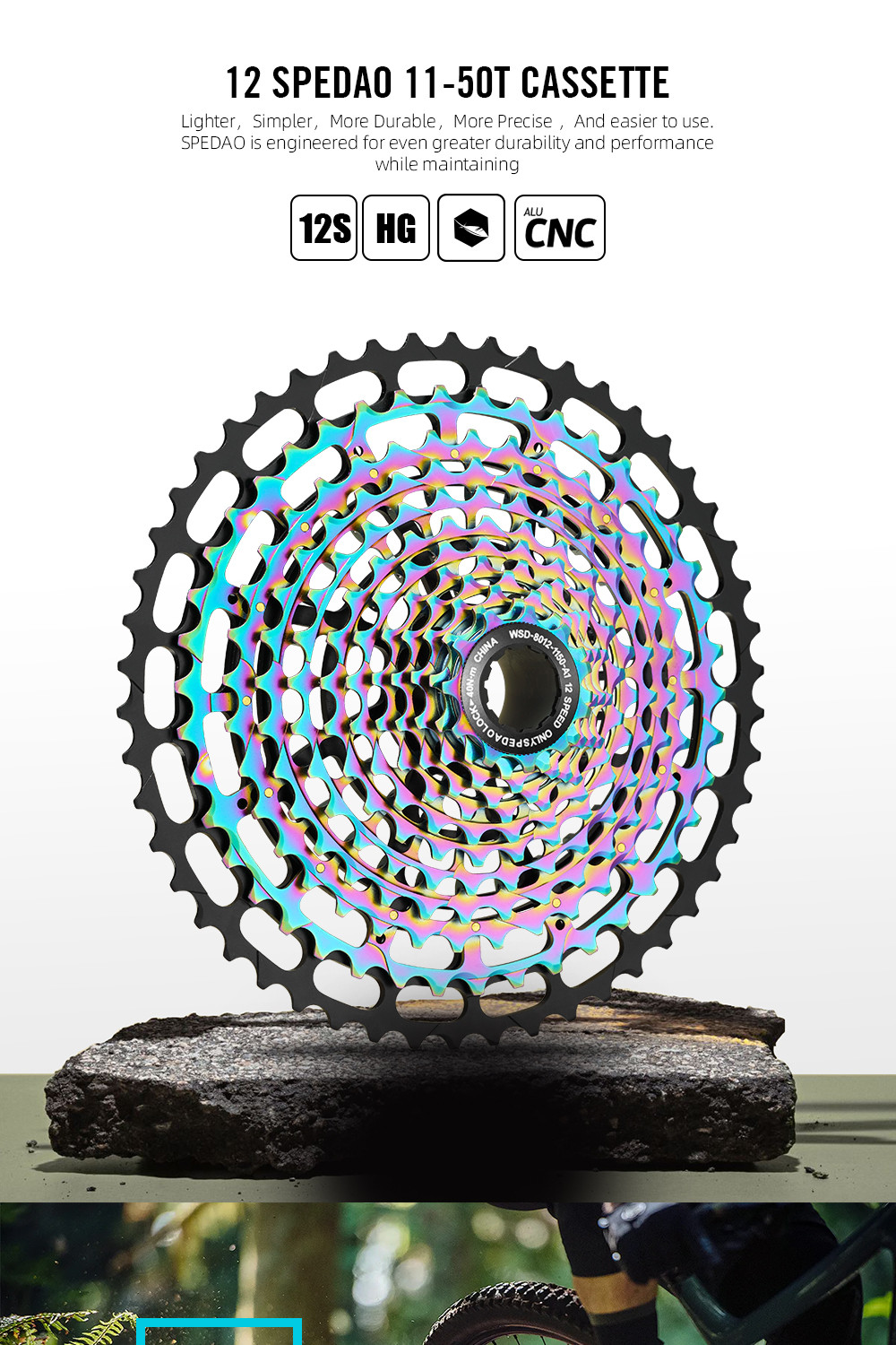 SPEDAO MTB Bicycle Cassette Cogs 12v Cogs 11-50T 374g For Shinamo HG ...