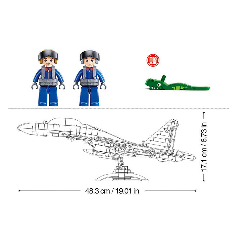 Sluban 2025 1:44 Military J-16 Multifunctional Fighter JET Model ...