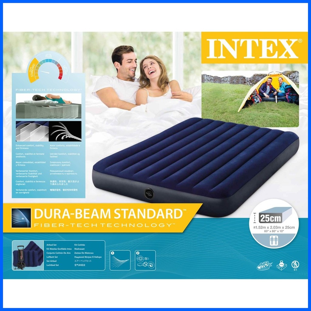 ☂ Intex® 64765 Queen Dura-Beam Classic Downy Airbed w/ Handpump Ages 14 ...
