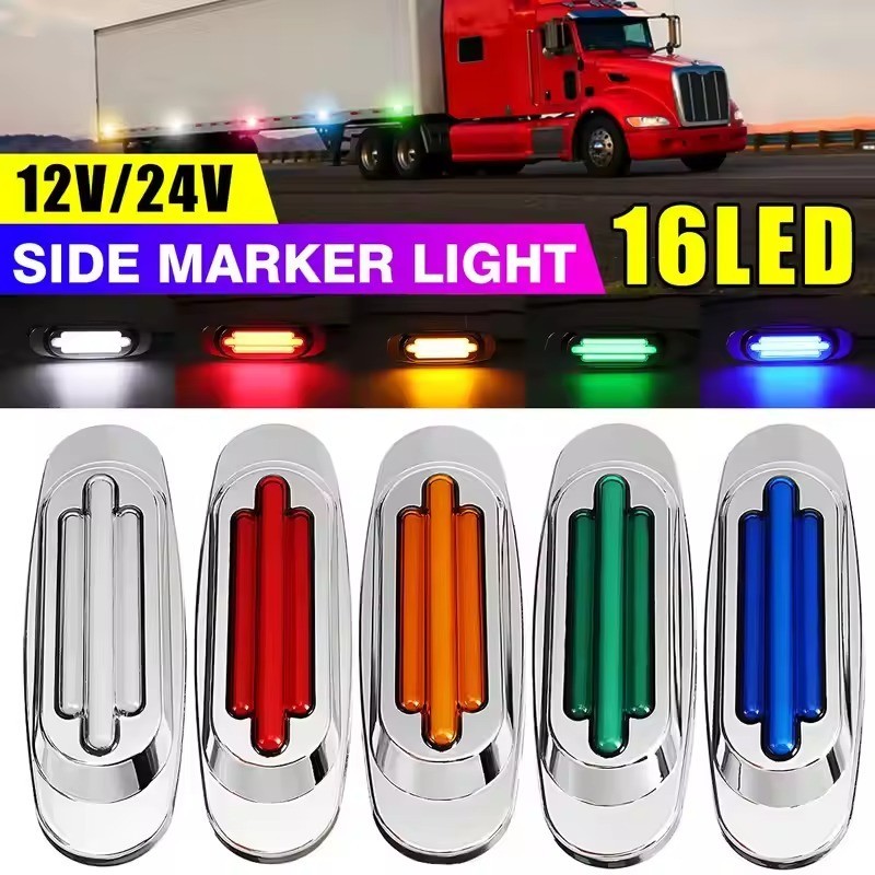 2X16LED 12-24V LED Water Proof Side Marker Light Position Side Lights ...