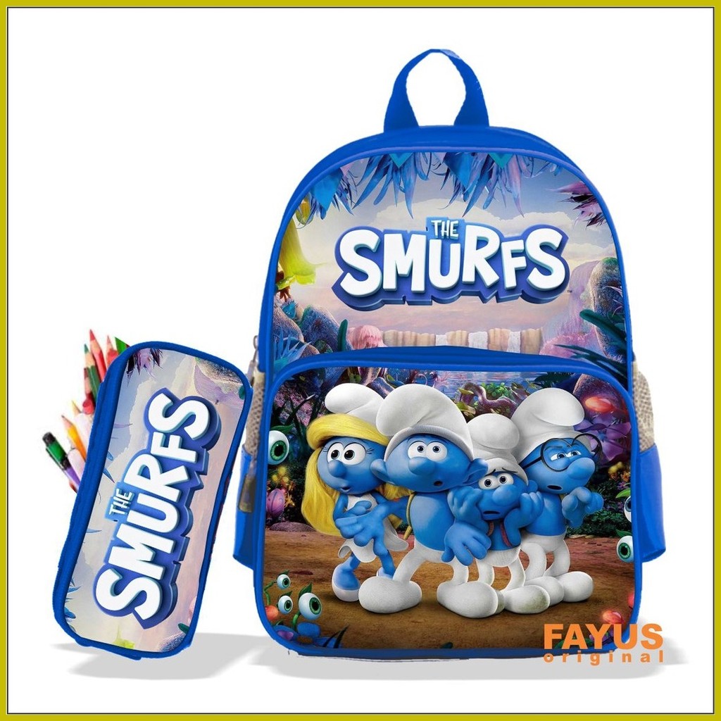 ⊕ ⭐ Newest SMURFS Character Backpack Children's School Bag 2024 SD ...
