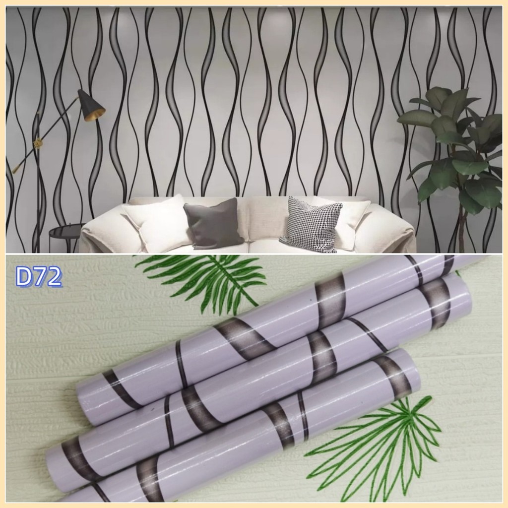 Wallpaper 10M x 45CM PVC Self Adhesive Wavy Line Design Decorative Wall ...