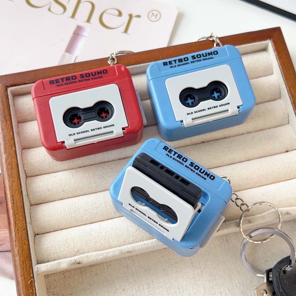 Retro Tape Recorder Keychain Small Box Recorder Music Player Friends ...