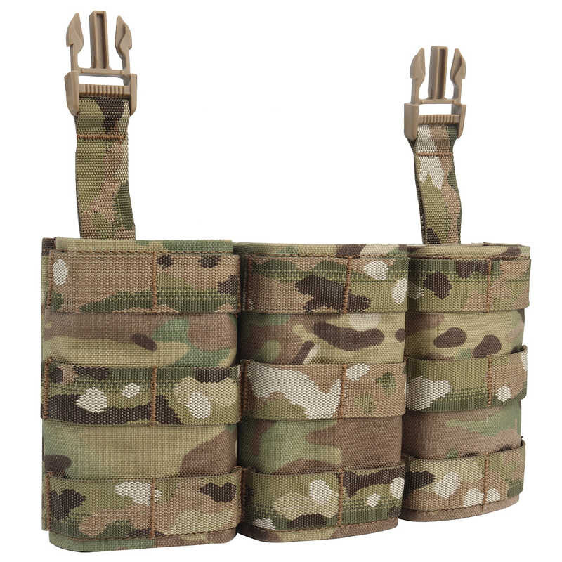 Tactical 556 Triple Magazine Pouch 3 Rows MOLLE 1 Inch Buckle Fix Vest ...