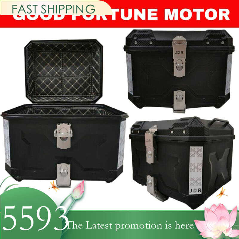 JDR MOTORCYCLE TOP BOX HARD PLASTIC -3 DOUBLE LOCK 45L WITH METAL BASE ...