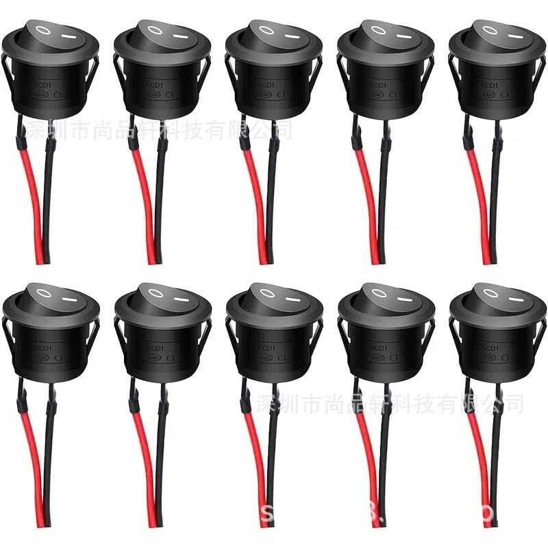 10PCS 12V circular cat eye switch with wire boat type switch KCD1 power ...