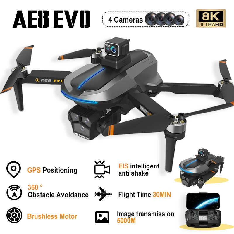 3B Ae8 EVO 2 GPS Drone HD 4 Camera WIFI Transmission 5000M RC Aircraft ...