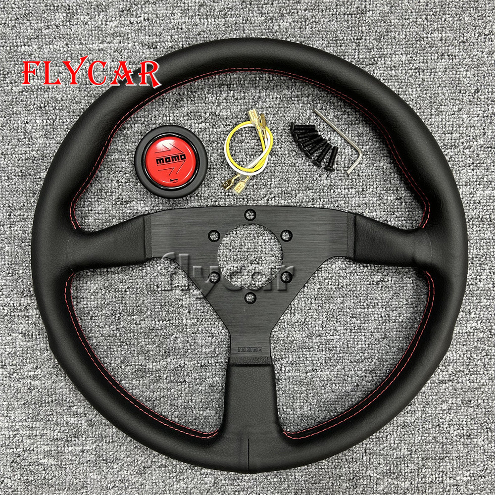 14inch MOMO V1 Car Racing Steering Wheel Red Stitch | Shopee Philippines