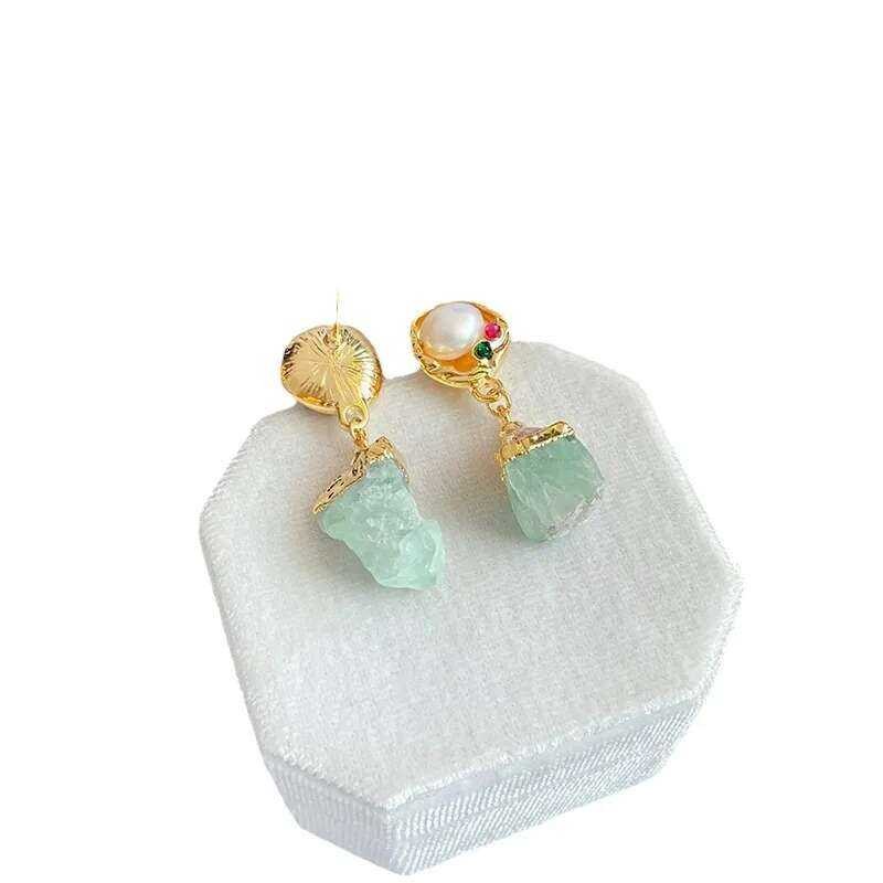 Elegant NALA Luxury High-end Amethyst Stone Earrings Niche Design Green ...