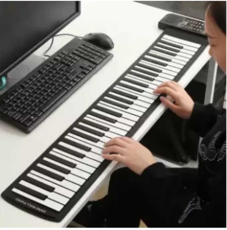 Silicon Portable 61 Keys Roll Up Piano Electronic MIDI Keyboard na may ...