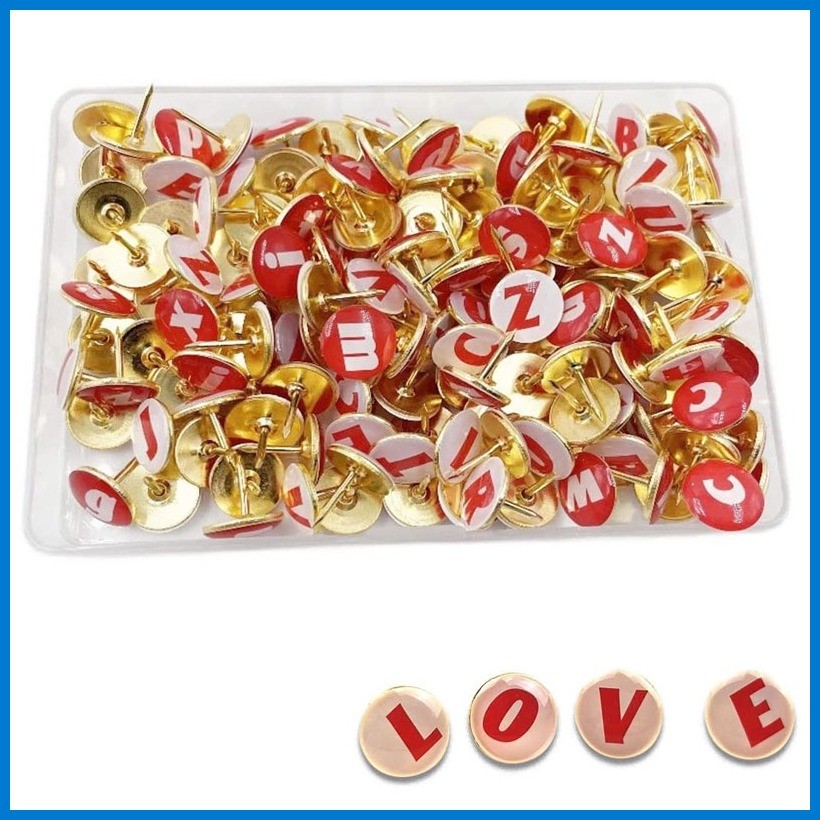 156Pcs Gold Steel Point Thumb Tacks Push Pin Tacks Uppercase and ...