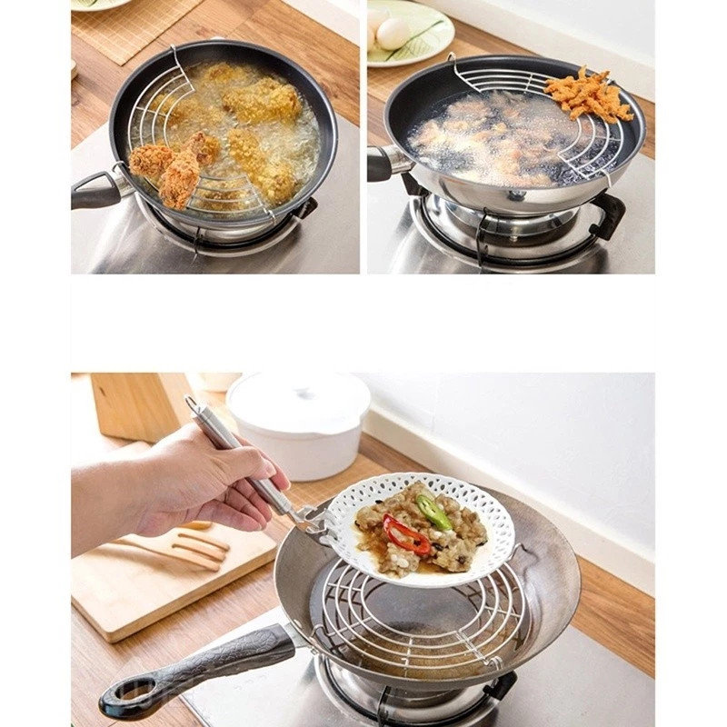 Stainless Steel Frying Oil Strainer Steam Rack Oil Drainer Mesh ...