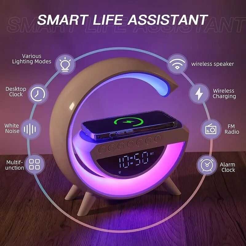 15W Bluetooth Alarm Clock Desk Lamp 6 In 1 HIFI Quality LED Screen RGB ...