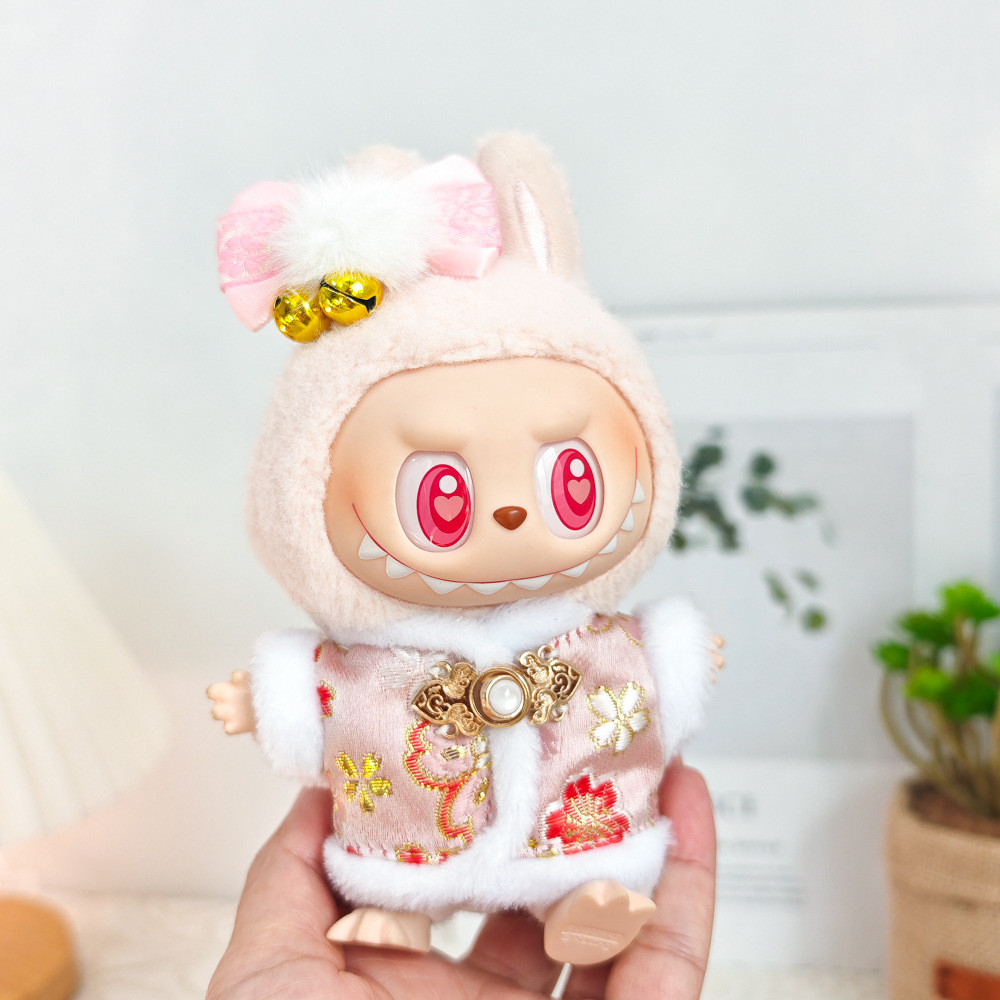 Labubu doll clothes, Chinese red ancient style New Year auspicious ...