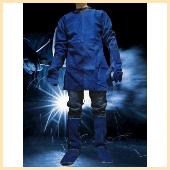 BLUE Set of safety wear (PPE) for welding (welding jacket, welding ...