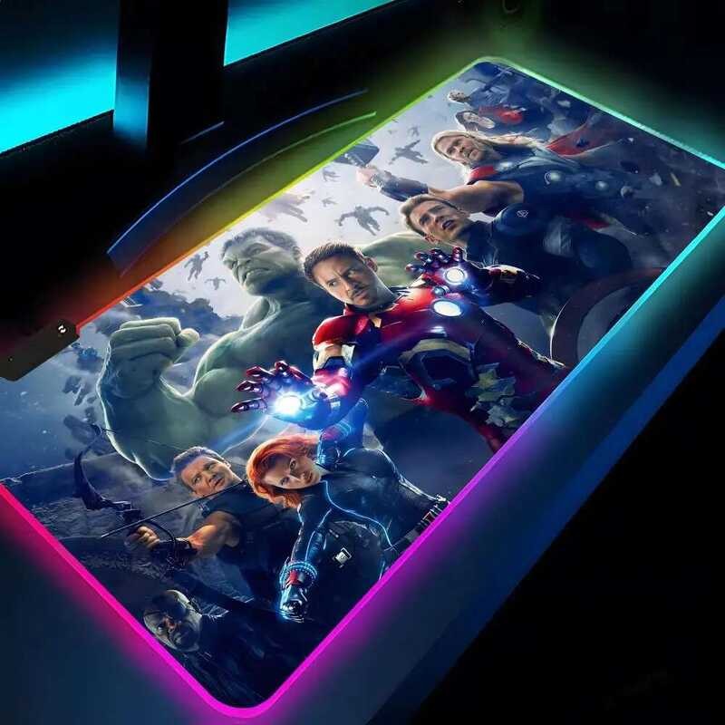 Marvel Avengers Assemble Mouse Pad Rgb Xxl Laptop Mat Gaming Mousepad Backlit Keyboard Gamer ...