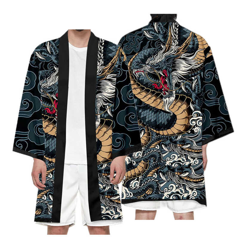 Dragon Chinese Printed Cardigan Haruku Long Style Kimono Women Men ...