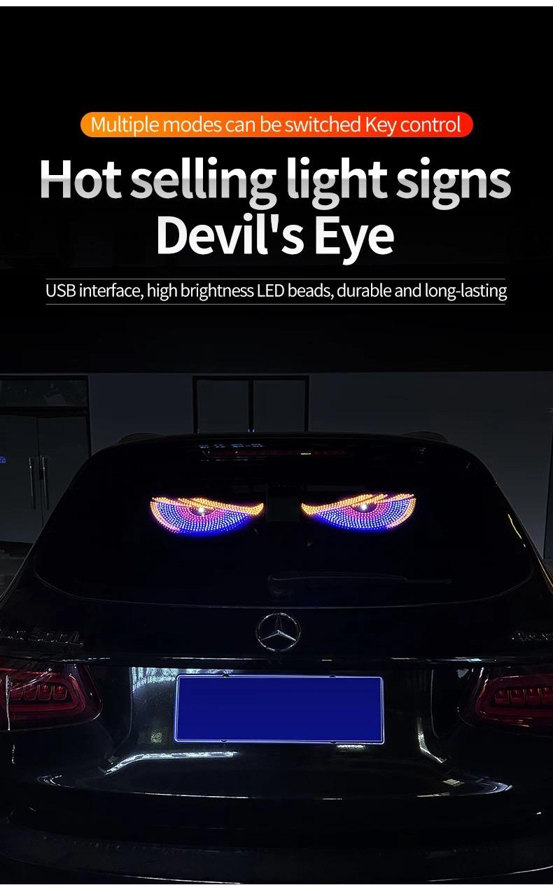 Flexible LED Windshield Display for Cars with Animated Blinking Demon ...