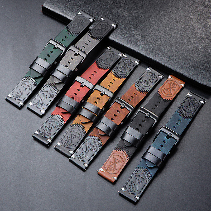 New Style 22mm Genuine Leather Watch Strap Universal Quick Release ...