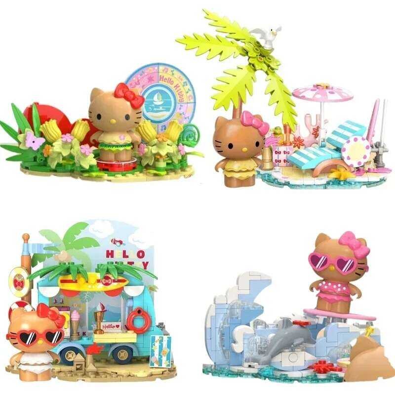 Tt Sanrio Building Blocks Coastal Holiday Series Black Leather HELLO ...